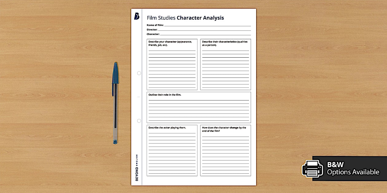 Film Studies - Character Analysis (Activity Sheet) - Twinkl