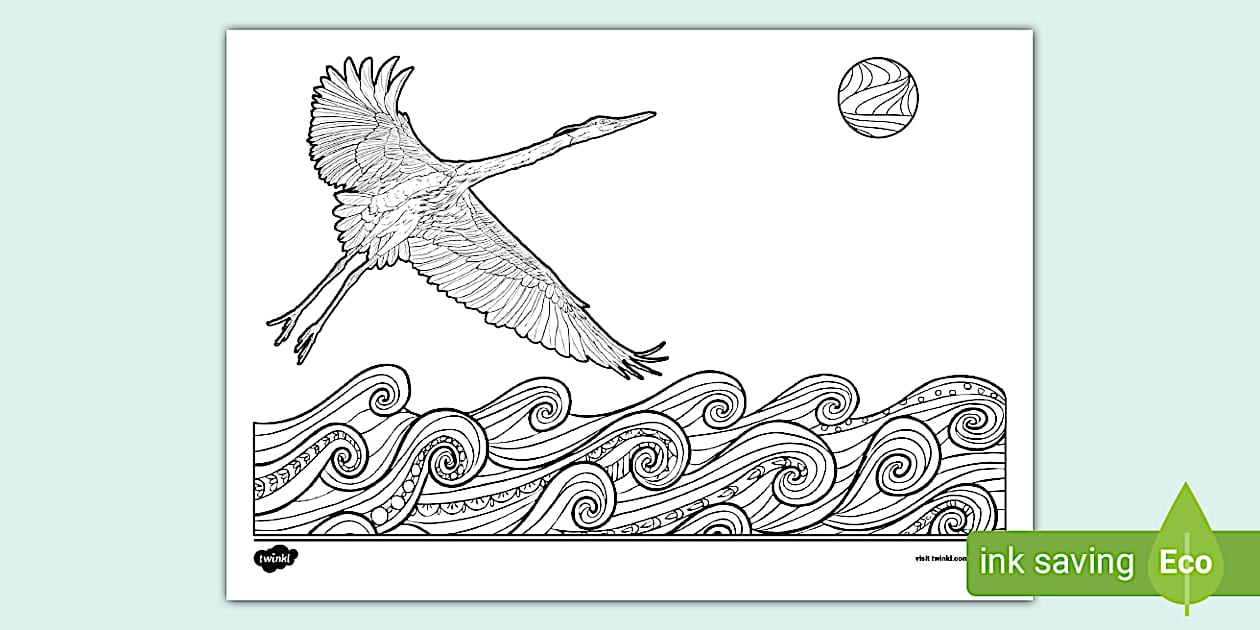 Heron Mindfulness Colouring Page,heron,herons (teacher made)
