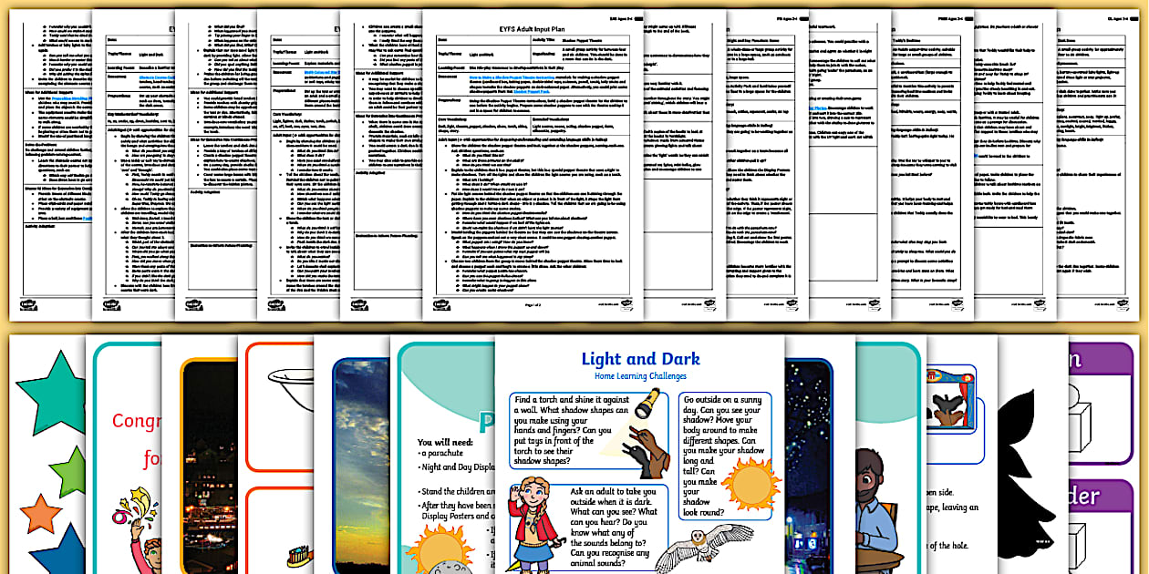 EYFS Light and Dark Adult Input Planning and Resource Pack (Ages 3-4)