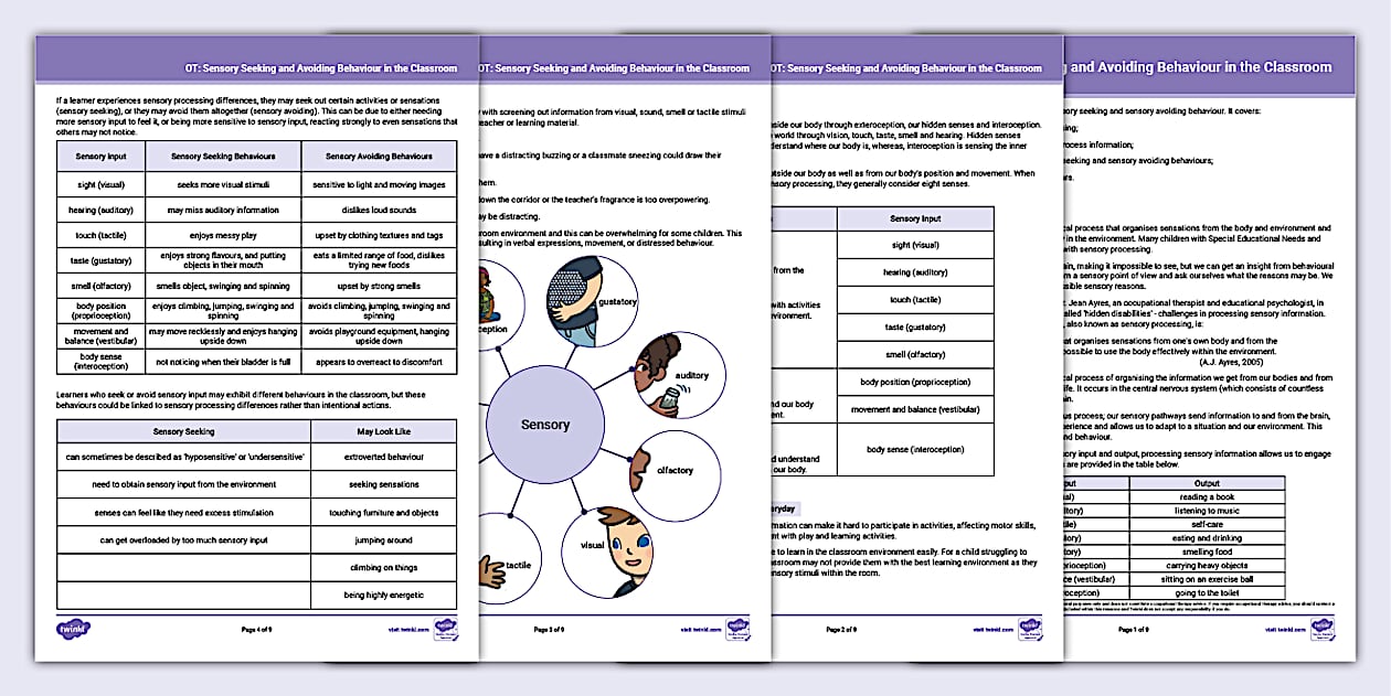 OT: Sensory Seeking and Avoiding Behaviours in the Classroom