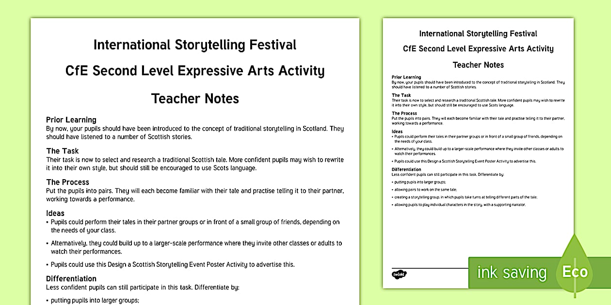 Scottish International Storytelling Festival Worksheet | Twinkl