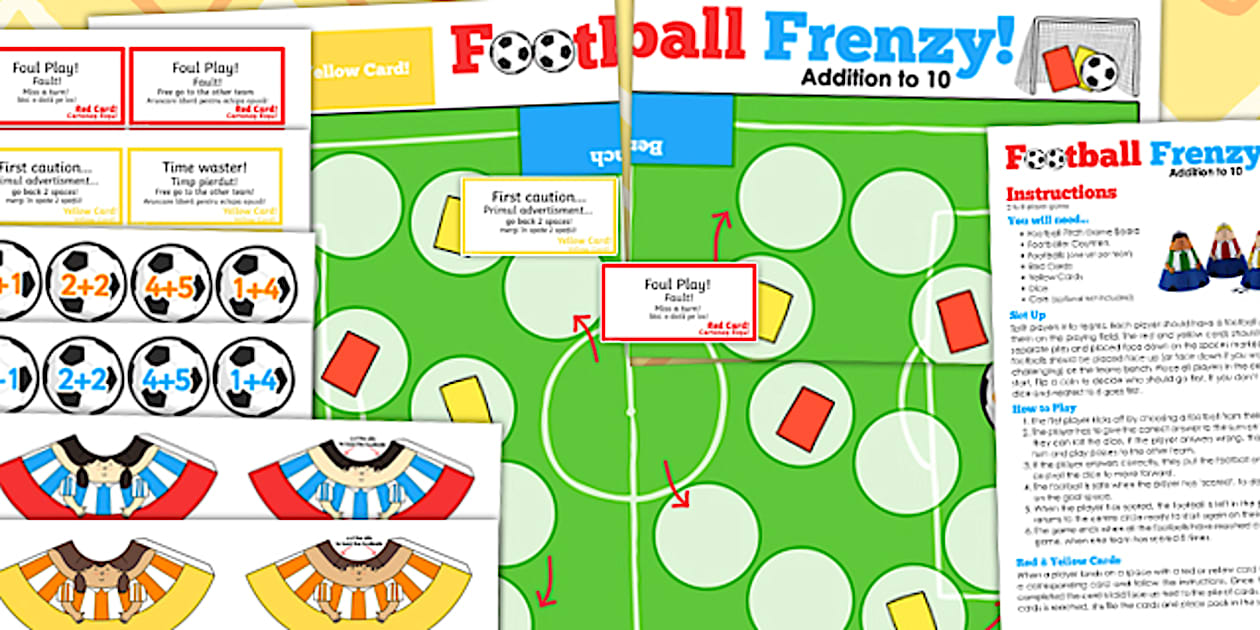 Addition To 10 Football Board Game English/Romanian - Addition To 10 ...