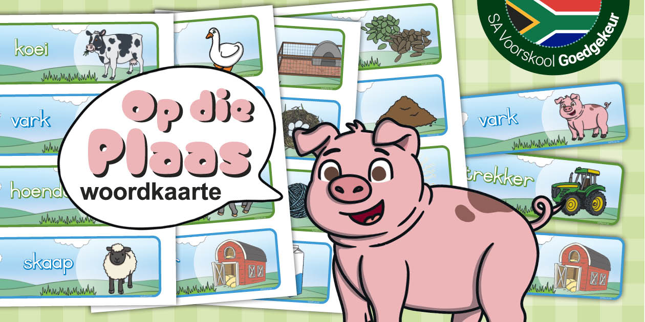 Voorskool - Op die Plaas - Woordkaarte