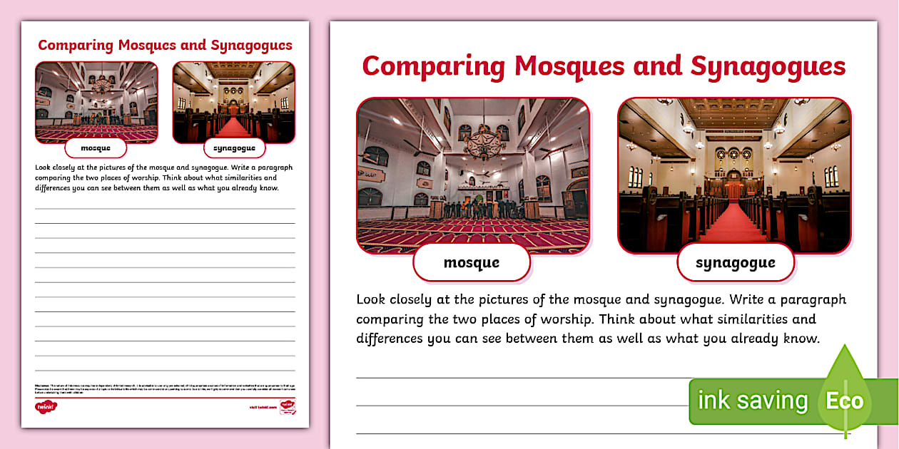 Mosque and Synagogue Comparison Activity (teacher made)
