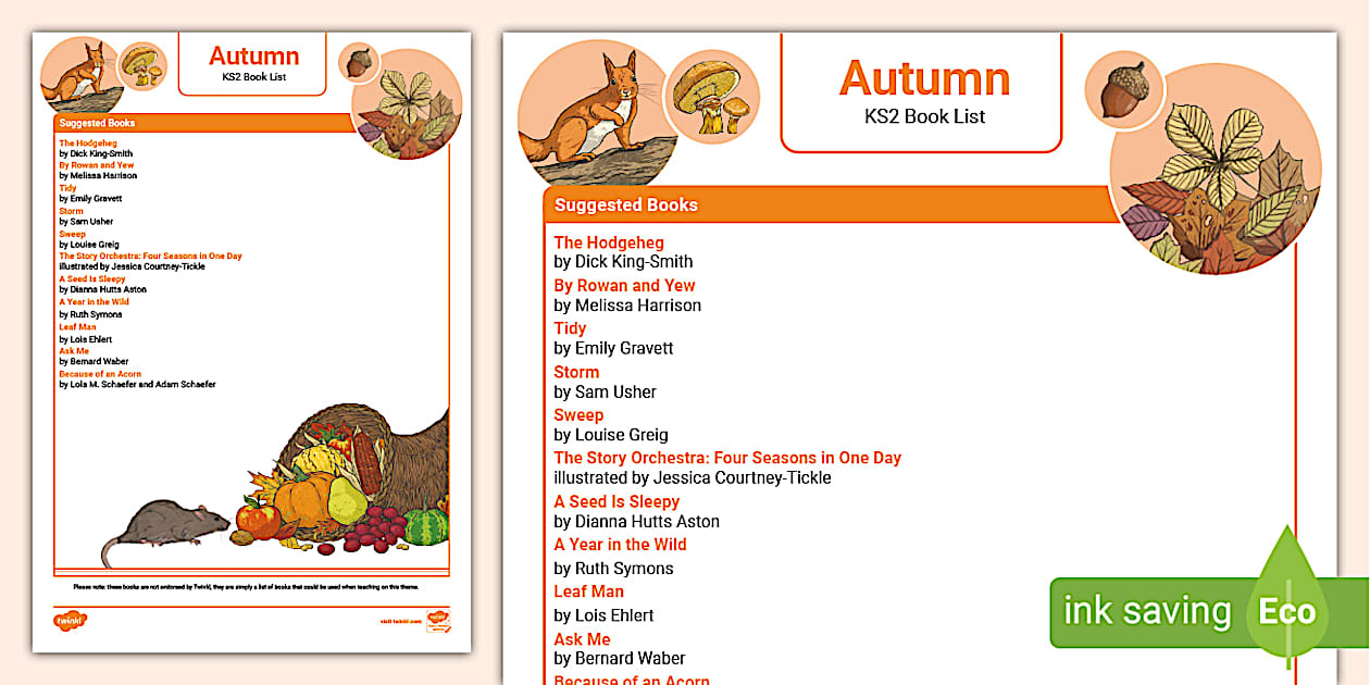 KS2 Autumn-Themed Book List (teacher made) - Twinkl