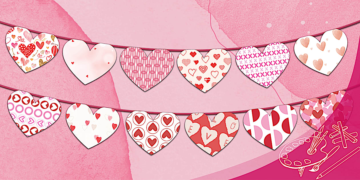 Valentine’s Day Heart-Shaped Bunting | Twinkl Art Gallery