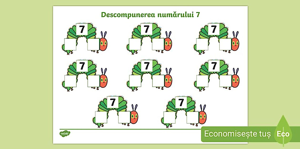 Descompunerea numărului 7 – Fișă de lucru - Twinkl