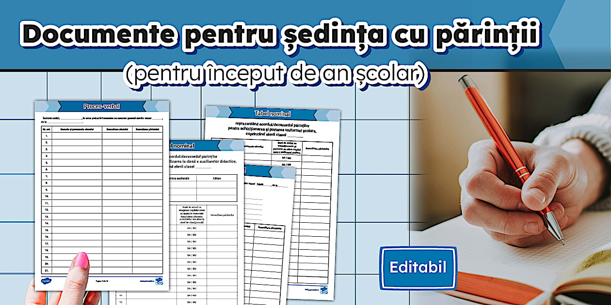 Proces verbal ședința cu părinții și alte documente necesare