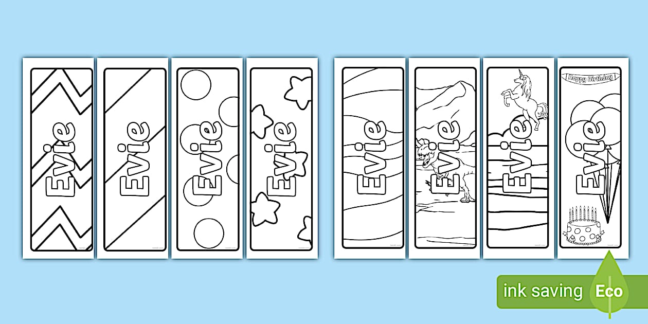 Free Evie Name Simple Colouring Bookmarks for Children!