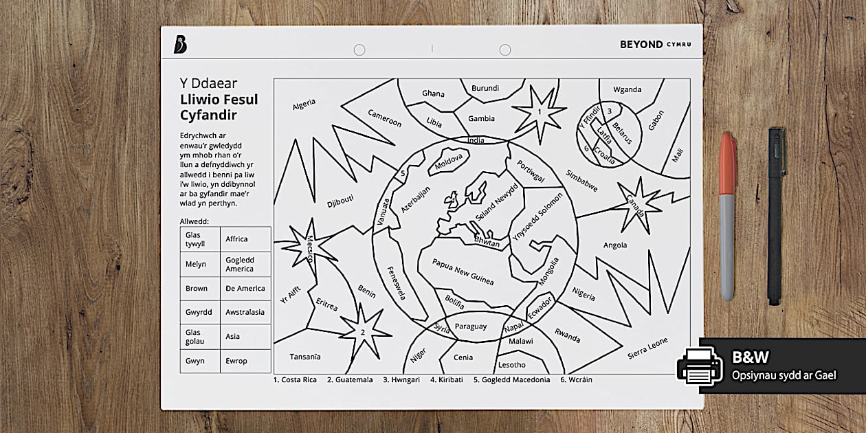 Y Ddaear: Lliwio Fesul Cyfandir