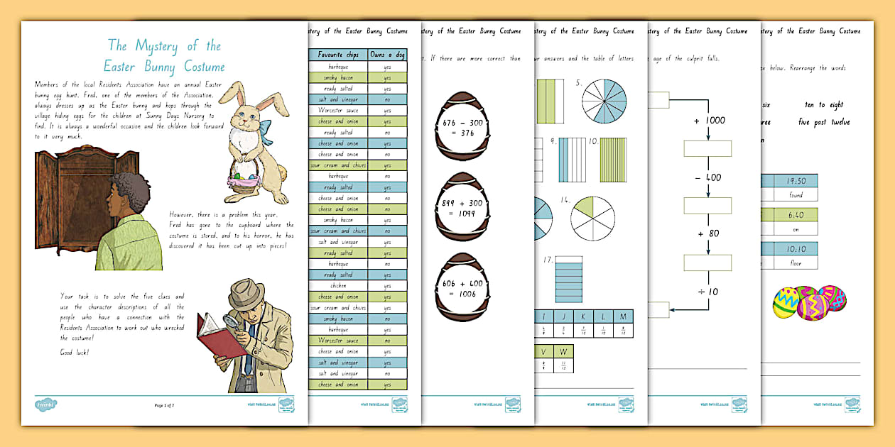 The Easter Bunny Costume Maths Mystery Game (teacher made)