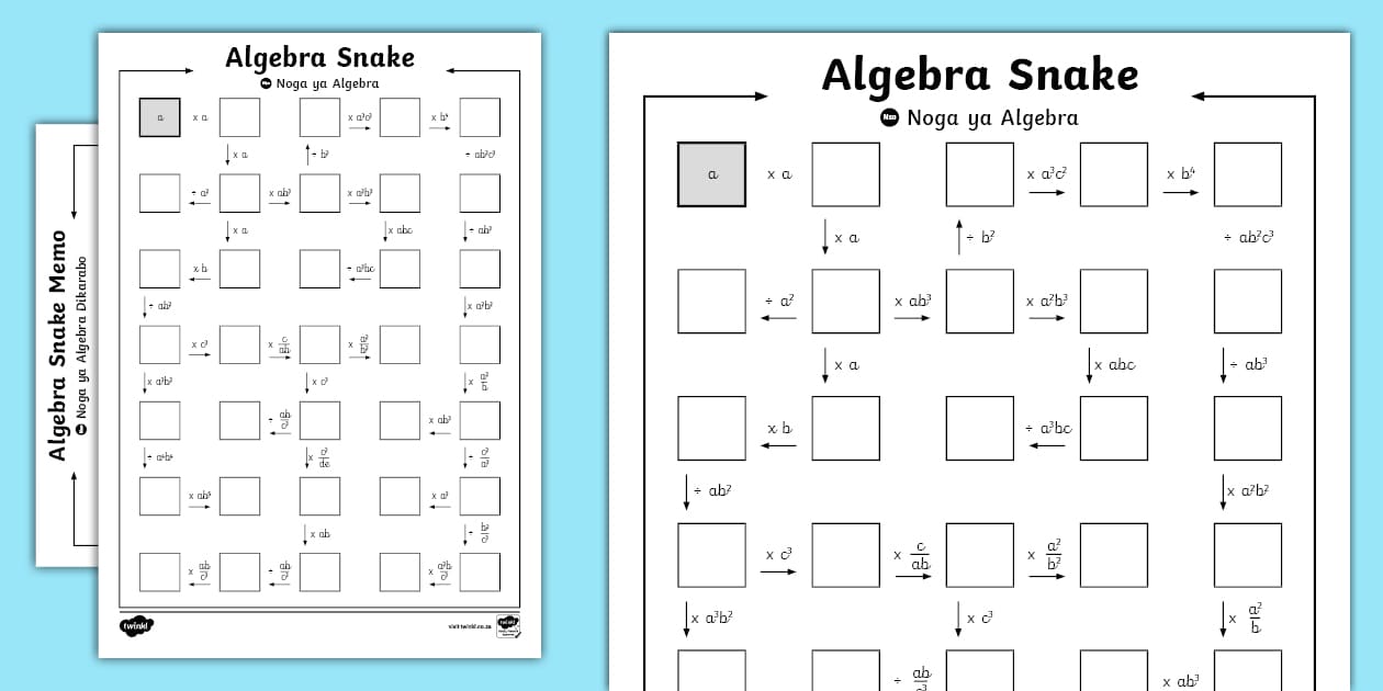 Algebra Snake Activity Sheet - Sepedi (teacher made)