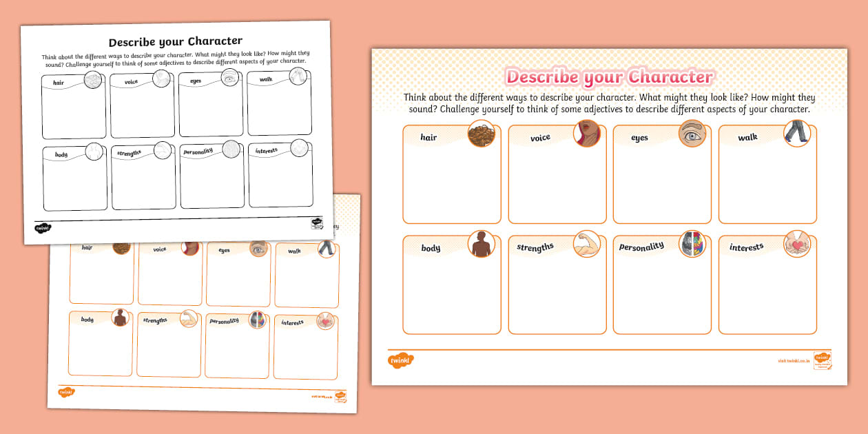 My Character Adjectives Worksheet (teacher made) - Twinkl