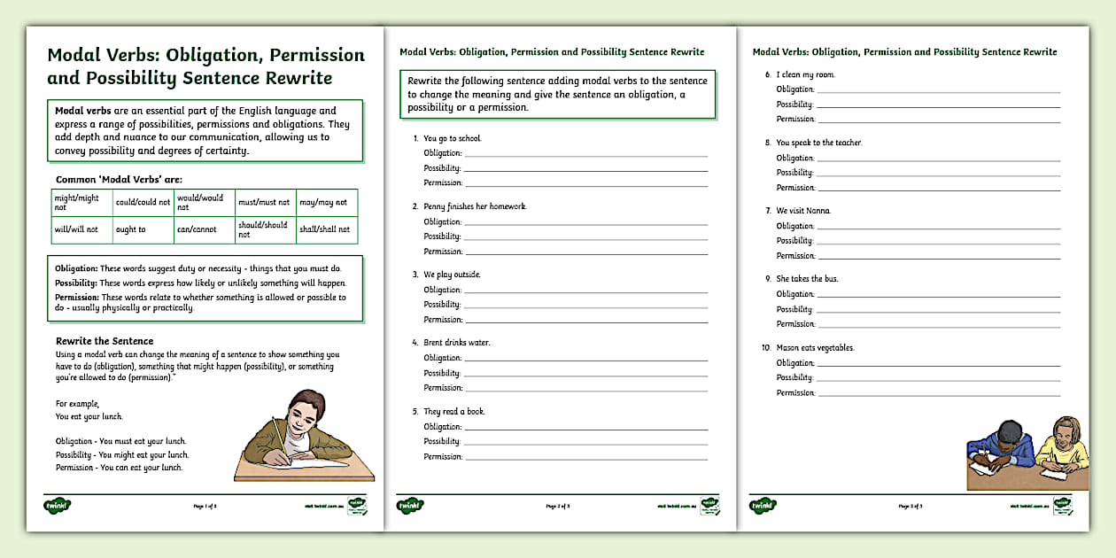 Modal Verbs: Obligation, Permission and Possibility Rewrite