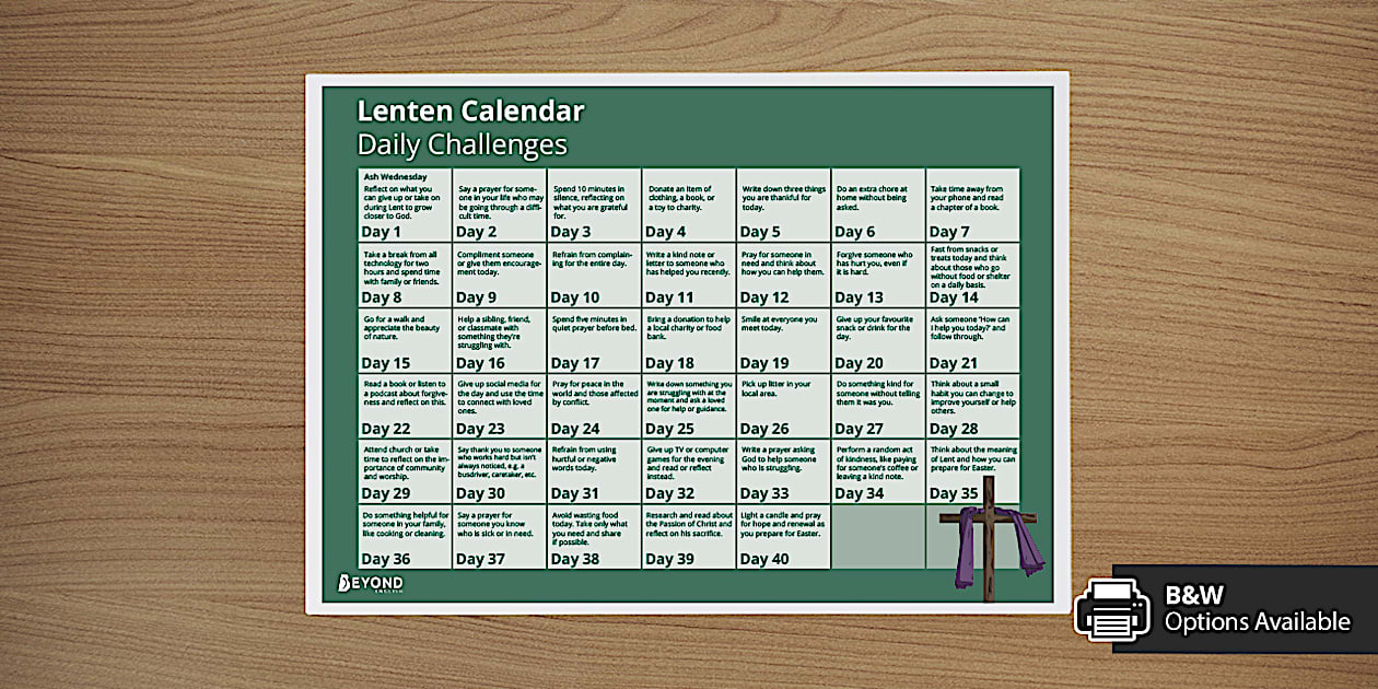 Lenten Calendar Daily Challenges (teacher made) - Twinkl