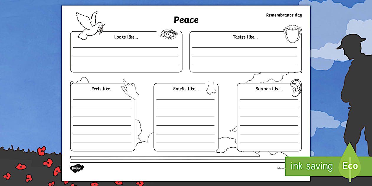 Remembrance Day: Peace and the Five Senses Activity - Twinkl
