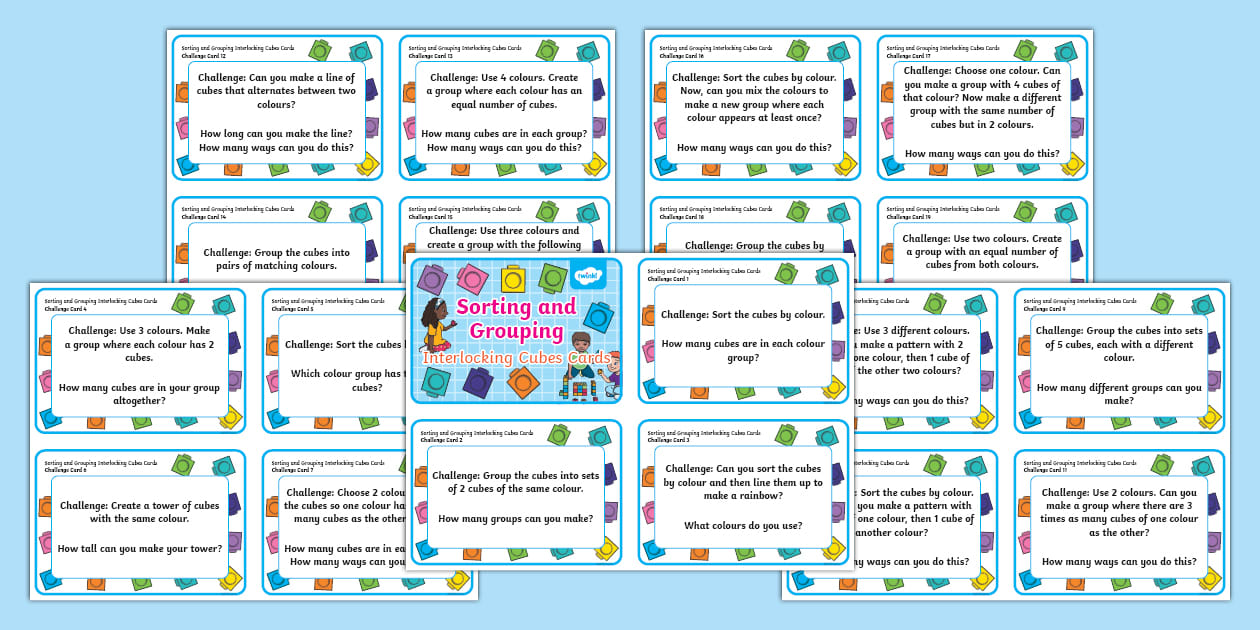 Sorting and Grouping Interlocking Cubes Cards - Twinkl Sorting and Grouping Interlocking Cubes Cards - Twinkl