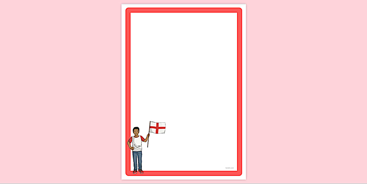 Simple Blank Boy with English Flag Page Border | Twinkl