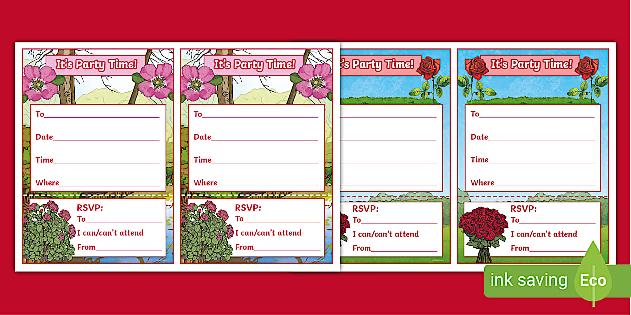 Rose Themed Invitations (Teacher-Made) - Twinkl