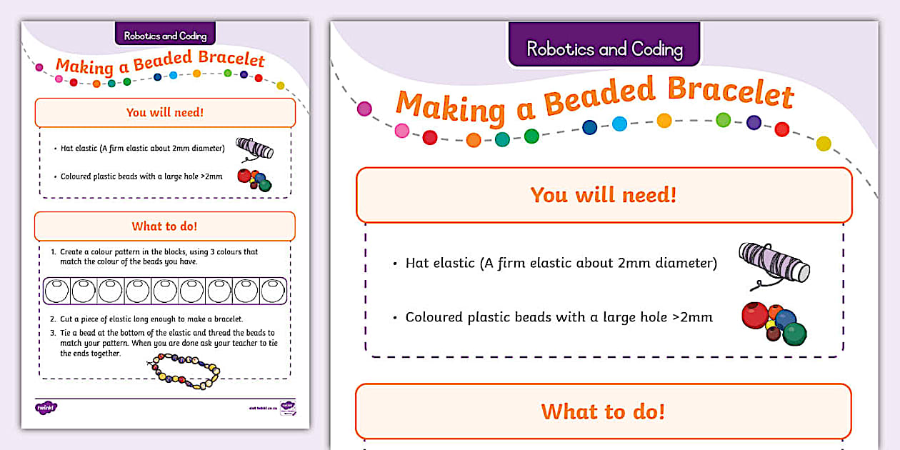 Robotics and Coding - Making a Beaded Artefact - Bracelet