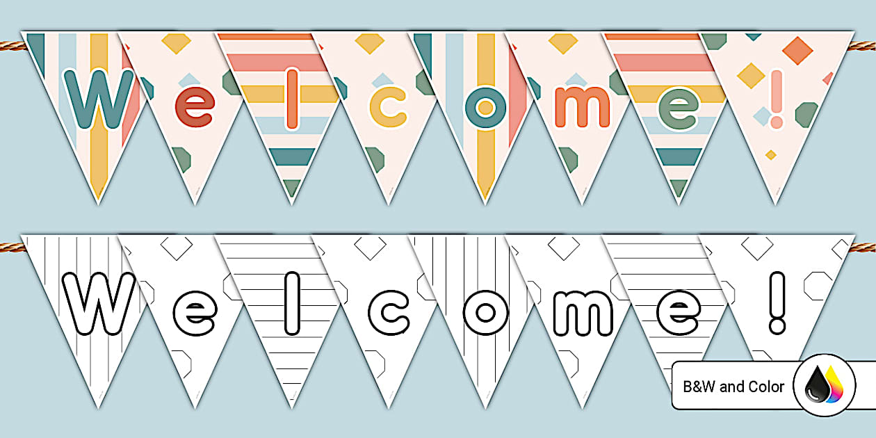 Geometric Boho Welcome Bunting (teacher made) - Twinkl