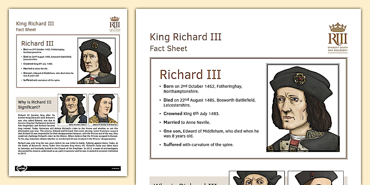 Richard III Fact Sheet (teacher made) - Twinkl