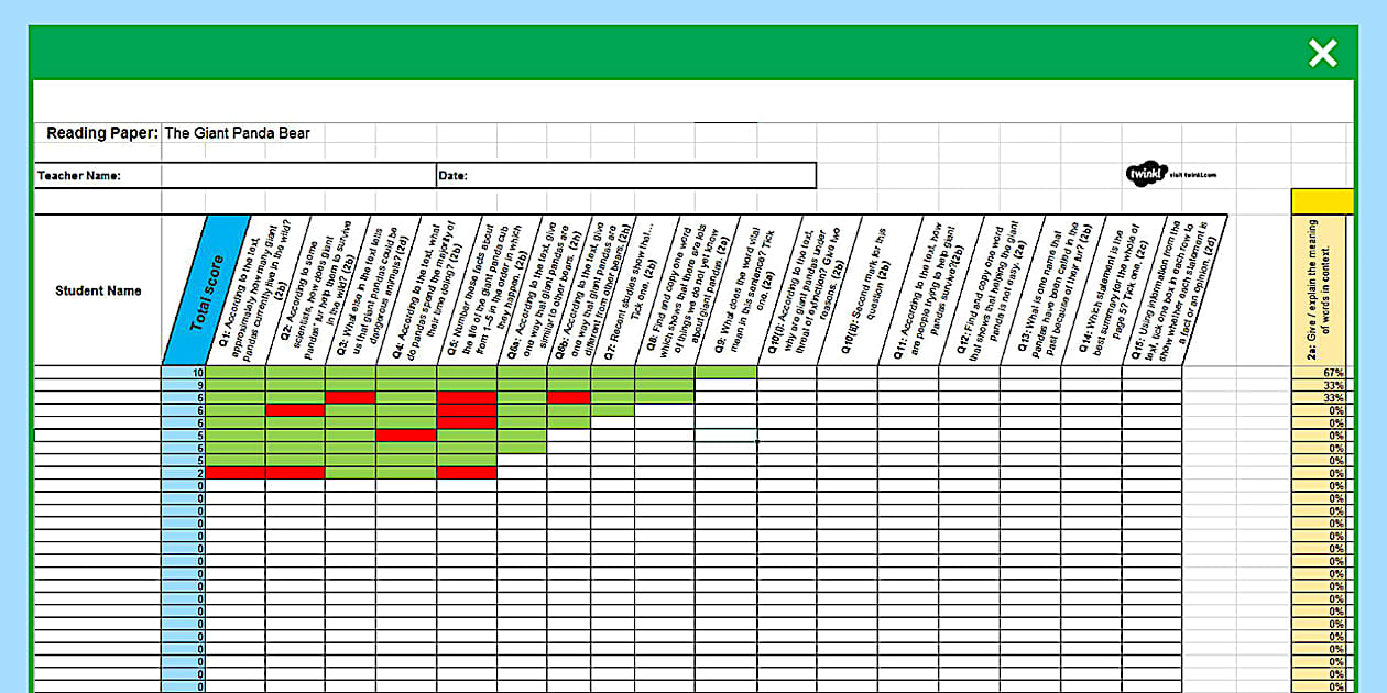 KS2 SATs 2018 | Reading Assessment Grid - Twinkl