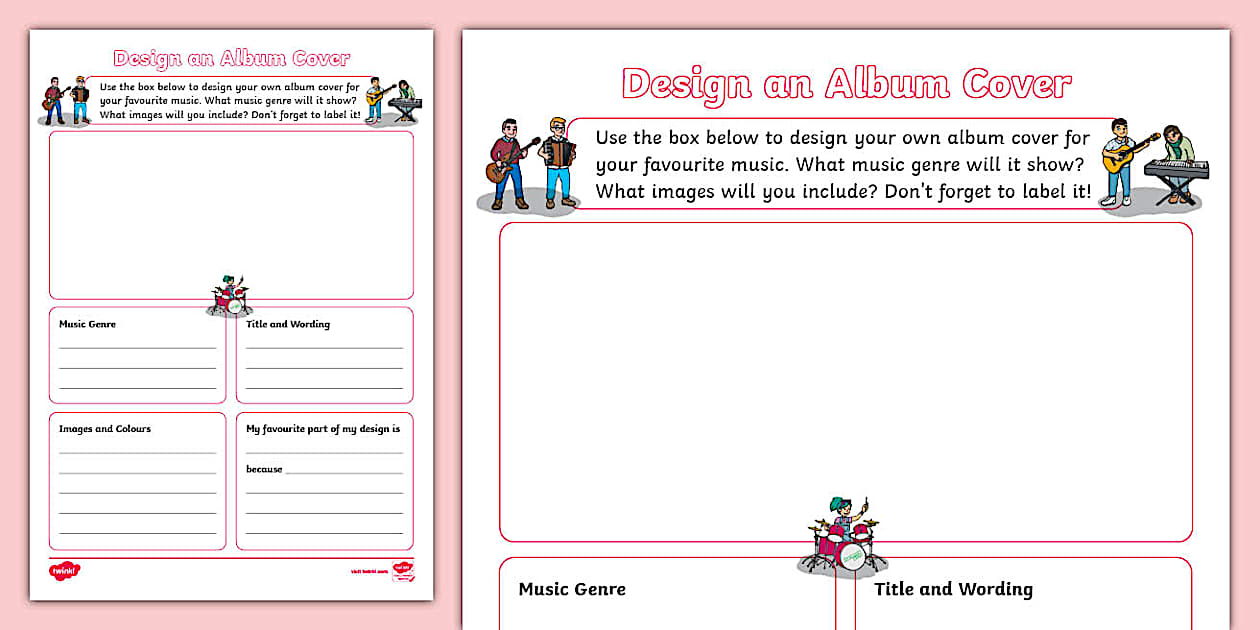 Design an Album Cover Worksheet (teacher made) - Twinkl