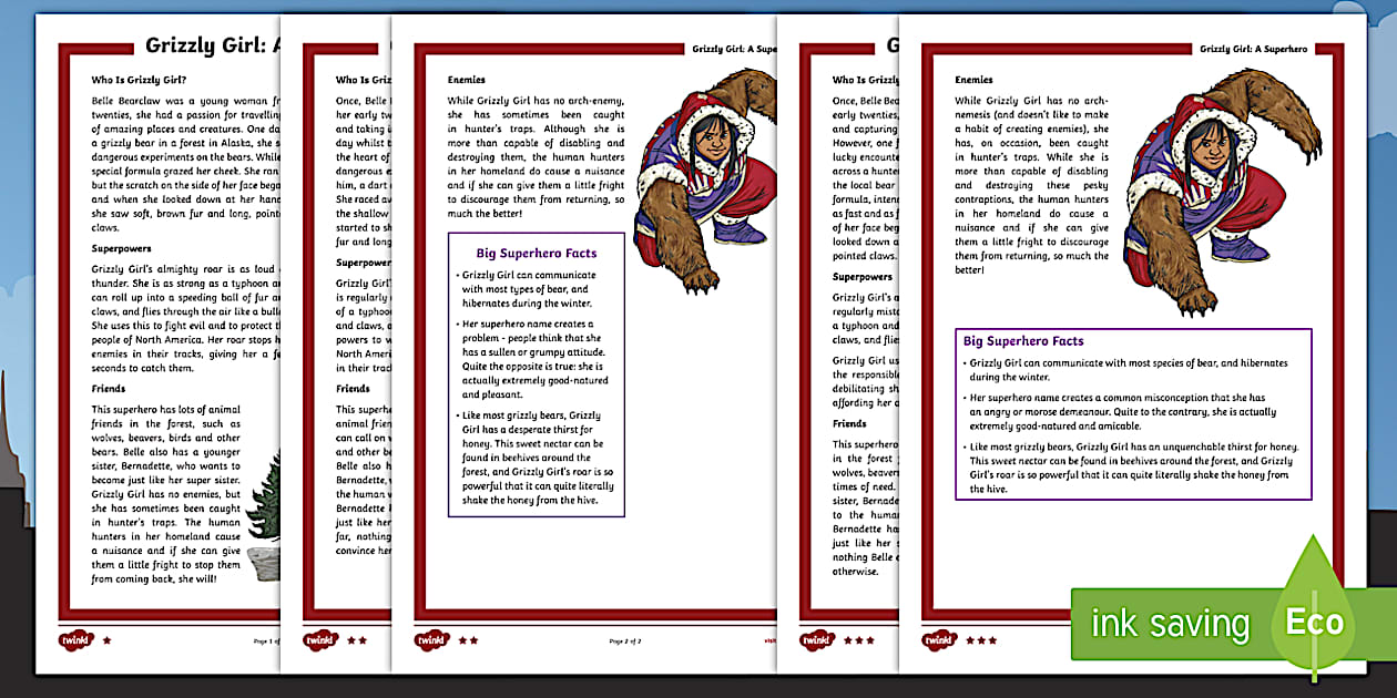 Grizzly Girl: A Superhero Differentiated Fact File - Twinkl