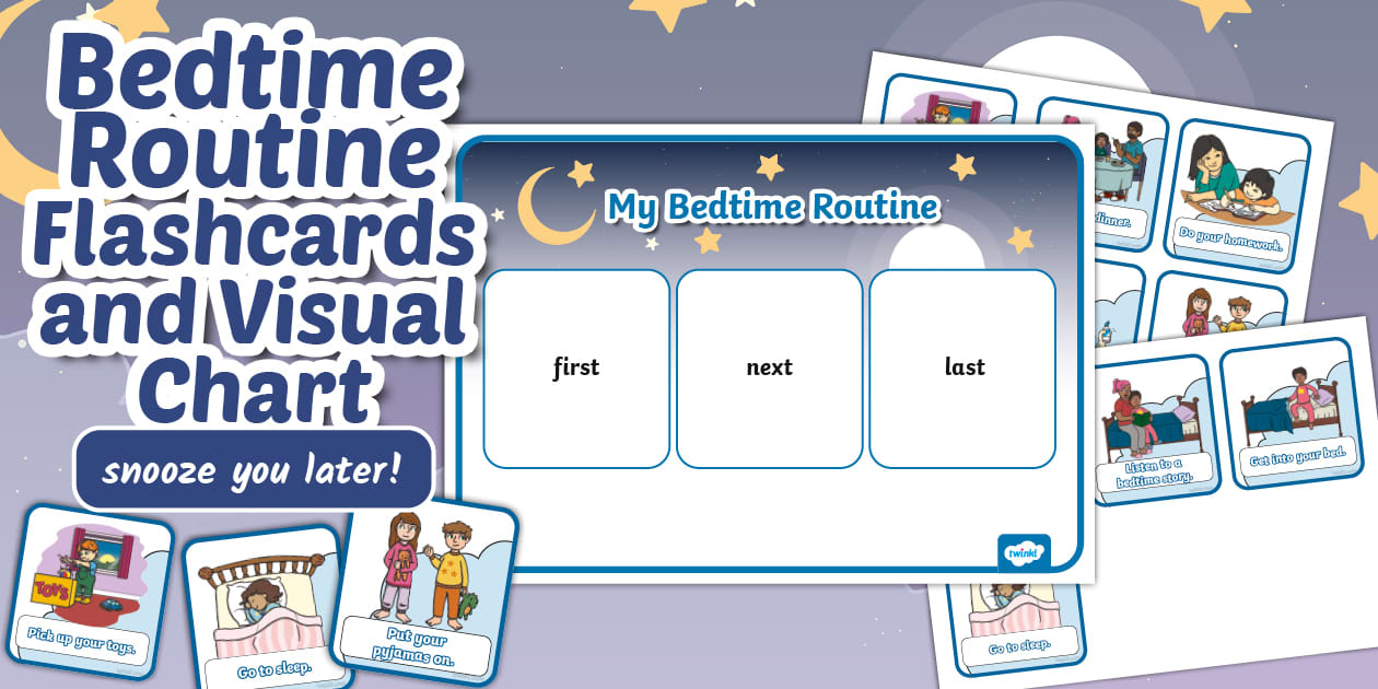 Bedtime Routine Flashcards and Visual Chart