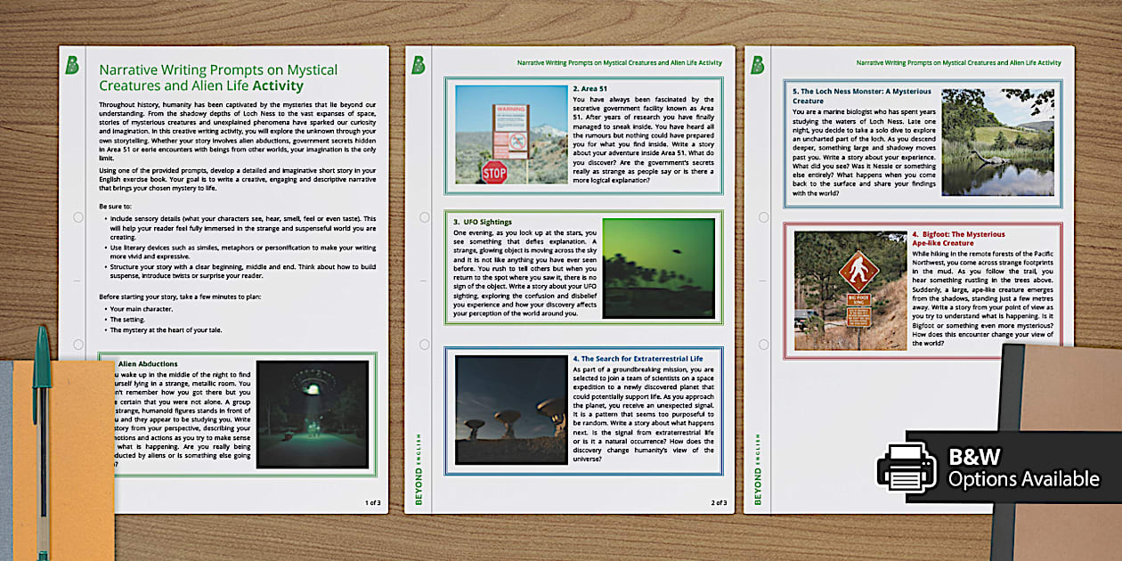 Mystical Creatures & Alien Life Writing Prompts - Twinkl