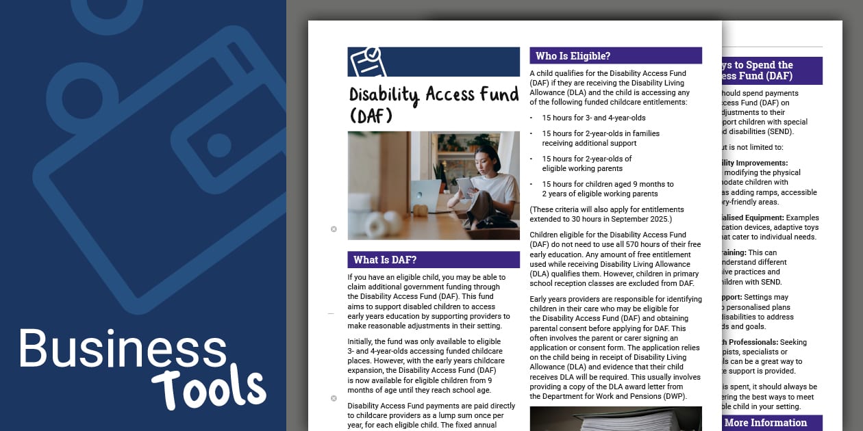 Disability Access Fund (DAF) Information Sheet - Twinkl