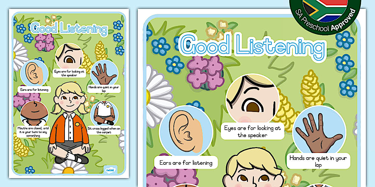 Preschool: Listening Skills- Good Listening Poster - Twinkl