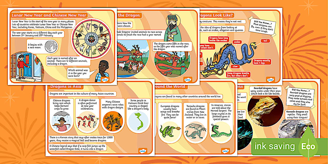 Kindergarten All About Dragons Lunar New Year Fact Files | Twinkl
