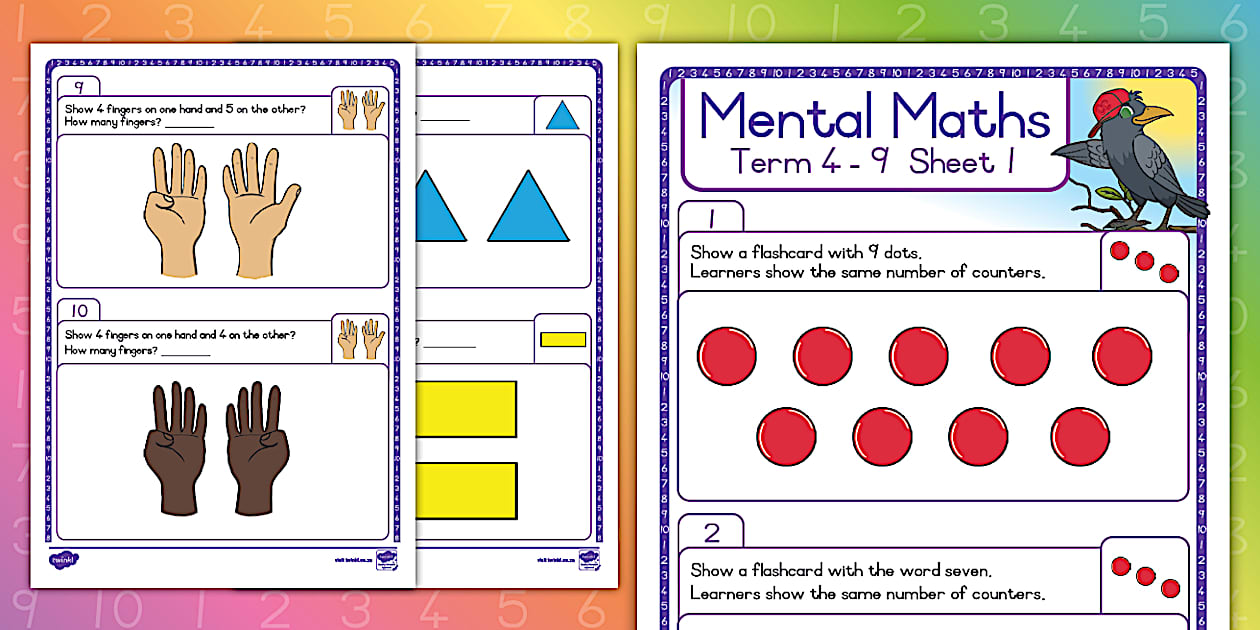 Grade R Mental Maths - Sheet 1 - 9 (teacher made) - Twinkl