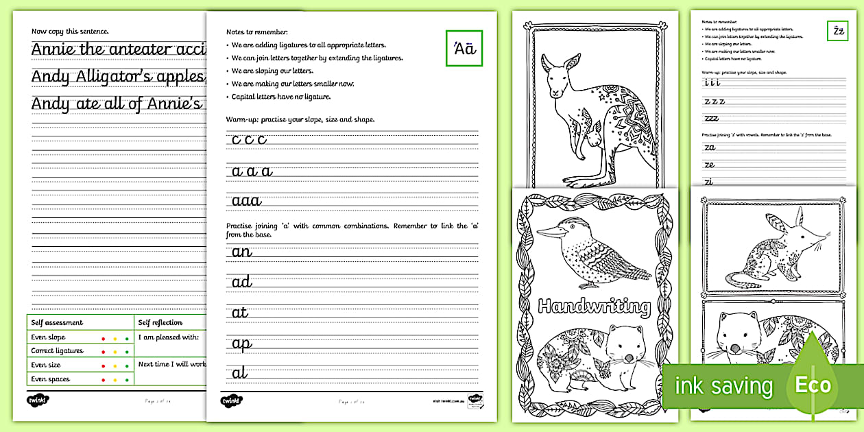 SA Australia Years 5 and 6 Handwriting and Mindfulness Colouring Booklet