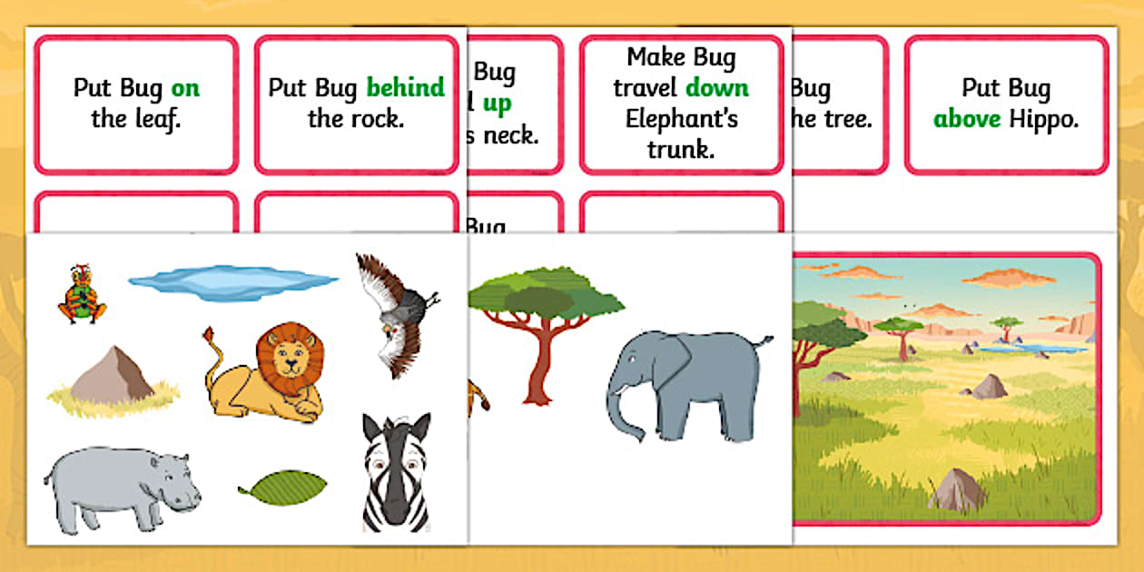 👉 Positional Language Game - Savanna Cut-Outs & Instructions