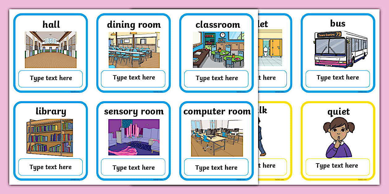 Transition Visual Cues for School, Key Word Flash Cards
