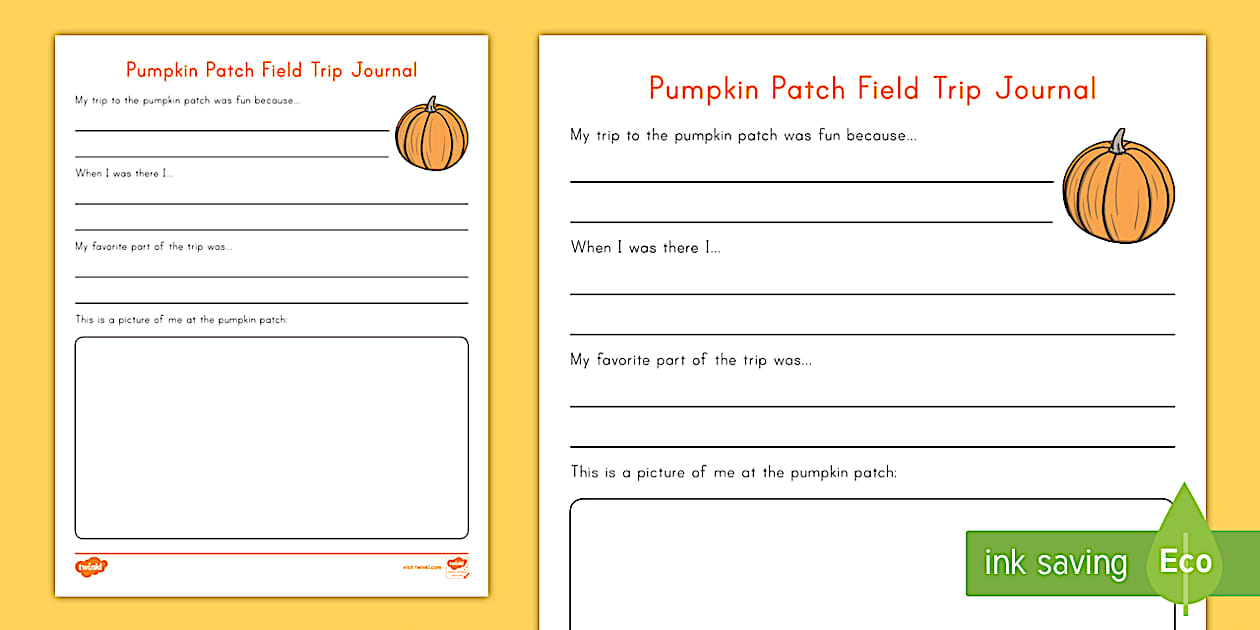 Pumpkin Patch Field Trip Journal Writing Worksheet - Twinkl