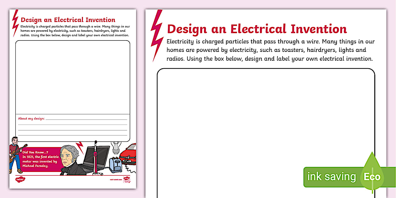 Design an Electrical Invention Activity Sheet (teacher made)