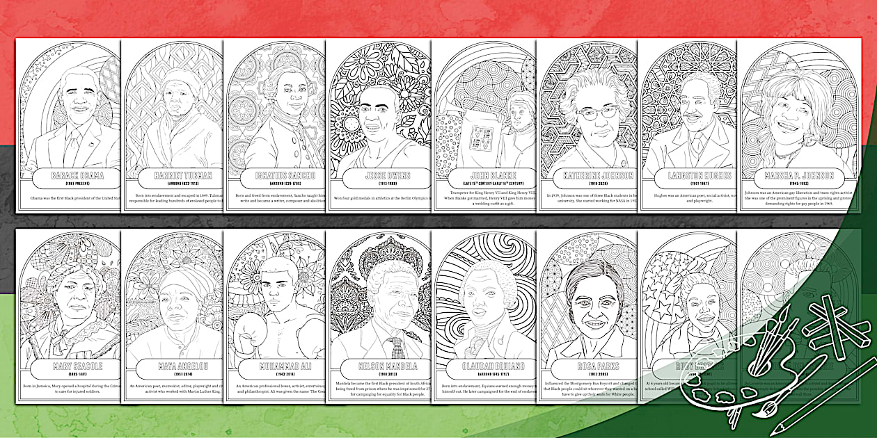 Black History Month Significant People Colouring Activity