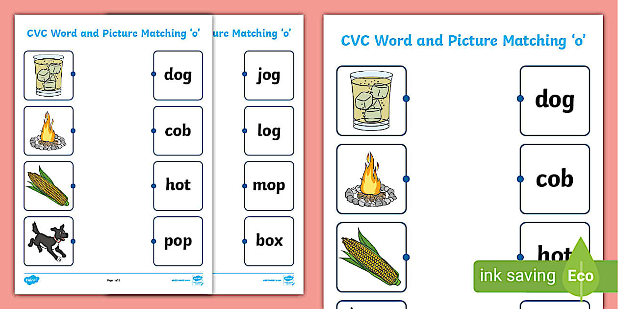 Cursive CVC Word and Picture Matching Worksheets o - Twinkl