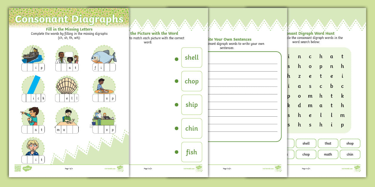 Consonant Diagraphs Activity Sheet