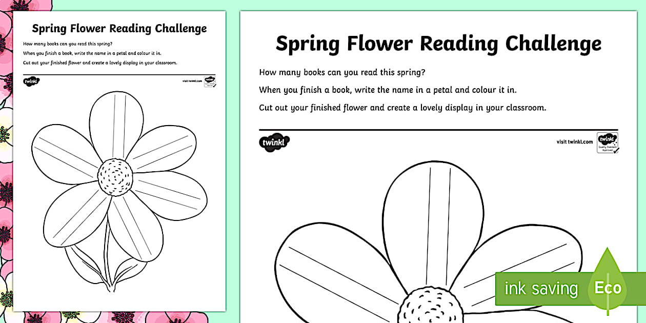 Spring Flower Reading Challenge Worksheet / Worksheet