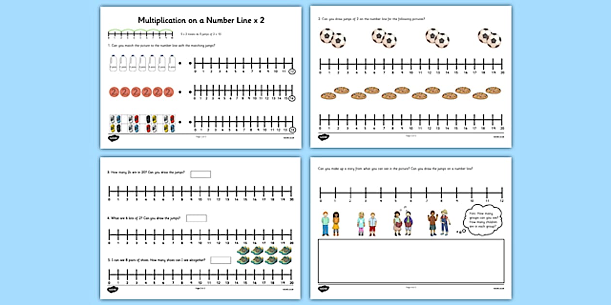 Multiplication on a Number Line x2 (teacher made) - Twinkl
