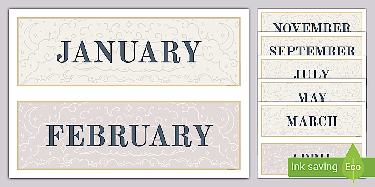 Celestial-Themed Months of the Year Display Cards - Twinkl