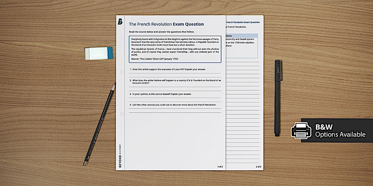 The French Revolution Sample Exam Question