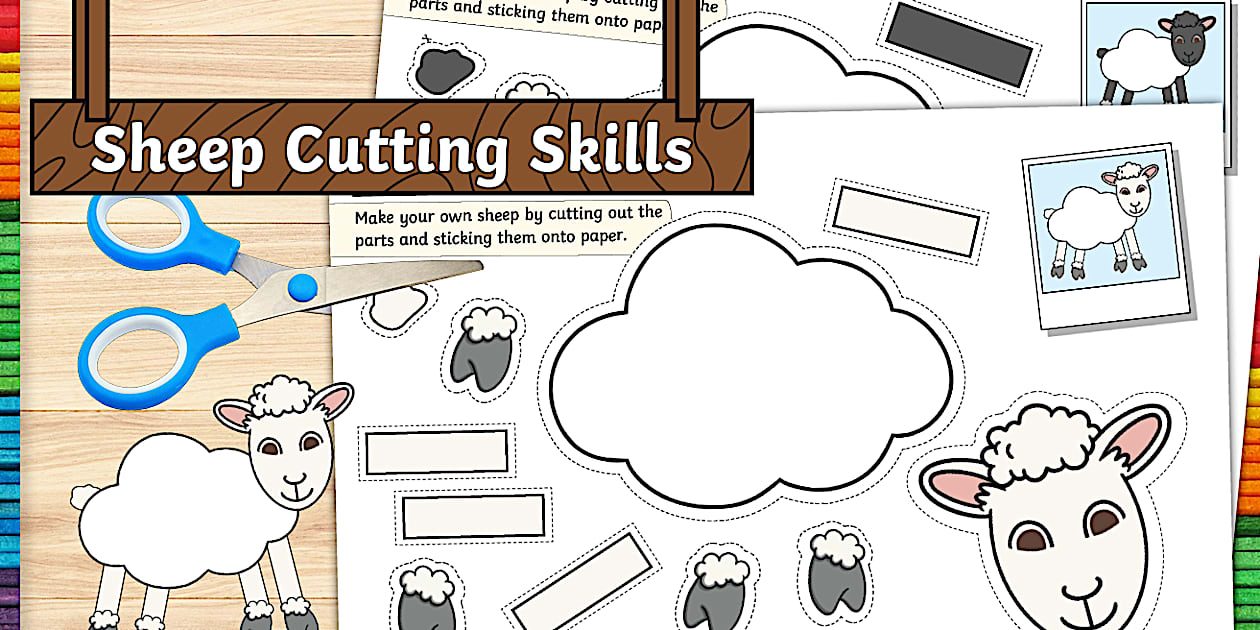 Sheep Cutting Skills Activity - KS1 - Twinkl