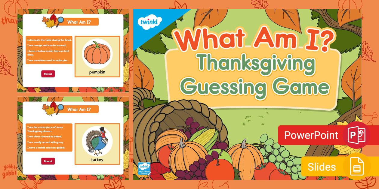 Thanksgiving What Am I? Guessing Game PowerPoint & Slides