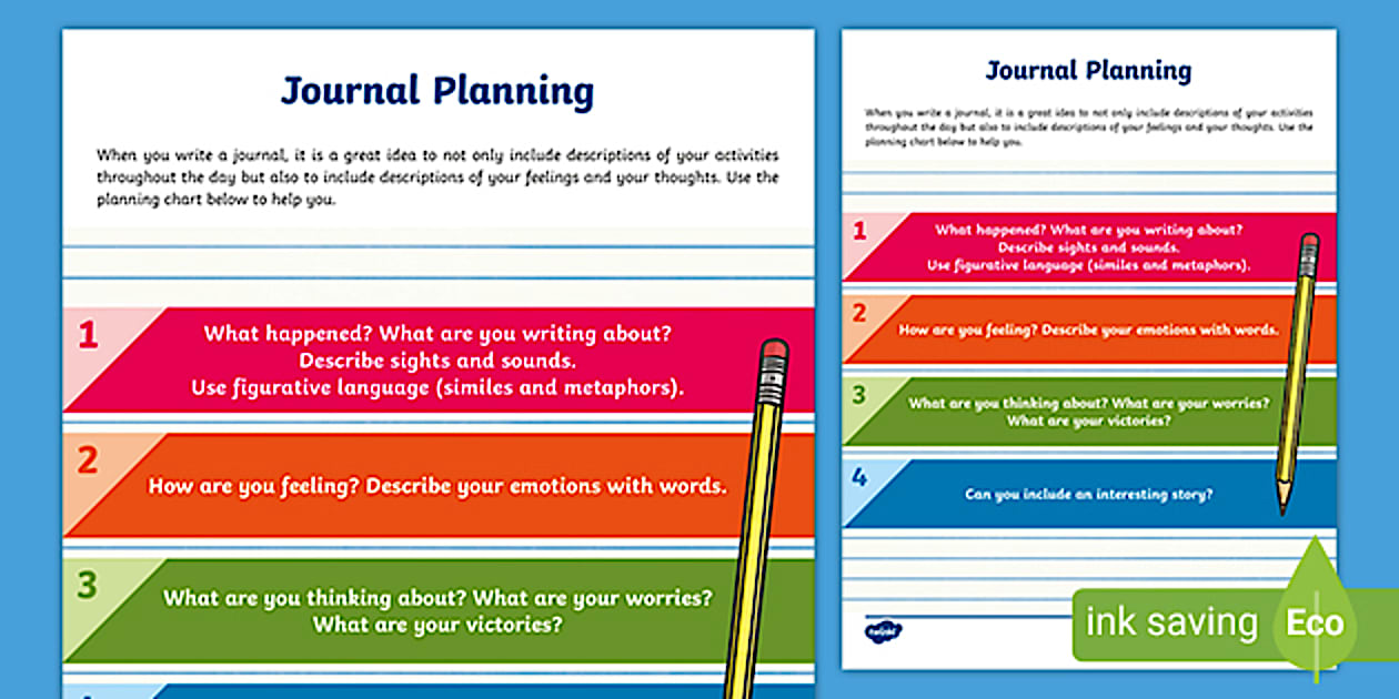 Journal Planning Worksheet